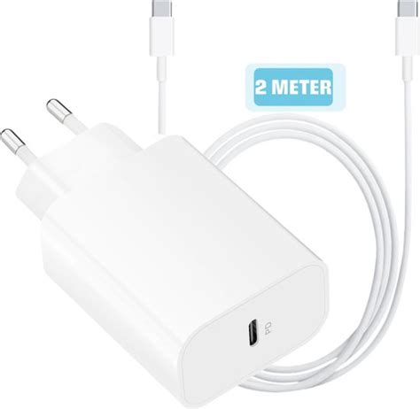 20w Usb C Power Oplader Met Usb C Naar C Kabel 2 Meter Snellader Usbc Lader Wit Bol