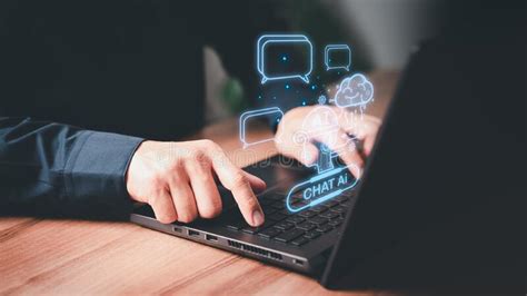 Young Man Chatting With A Smart Ai Or Artificial Intelligence Using An Artificial Intelligence