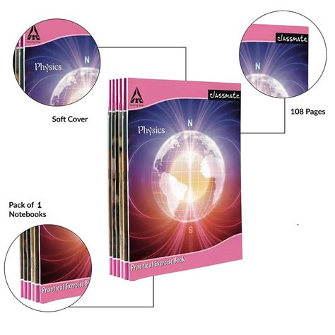 Classmate Physics Practical Notebook Single Line Blank 108 Pages Hard Cover 26 5x21 5cm Pack Of 1