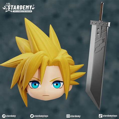 Stl File Custom Hair Nendoroid Chibi Final Fantasy Vii Cloud Stardemy 💇・3d Print Model To