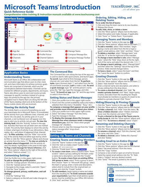 Microsoft Teams Introductory Cheat Sheet Quick Nepal Ubuy