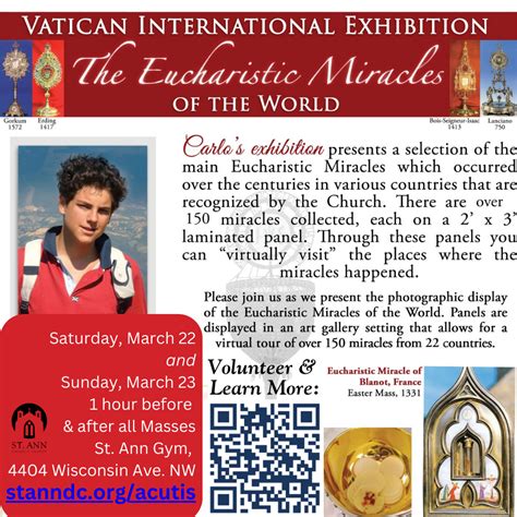 Eucharistic Miracles Display By Carlo Acutis St Ann Roman Catholic