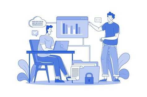 Premium Vector Two Guys Are Working With Files And Data