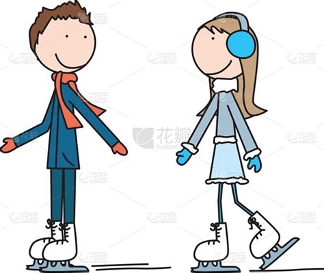 儿童幸福男孩矢量童年滑冰冬天图像乱画滑冰