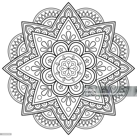 만다라 패턴 색칠 공부 벽지 디자인 아트 타일 무늬 인사말 카드 스티커 끈 무늬와 문신 요가 디자인 손으로 그린 만다라 벡터 흰색 배경에 만다라에 대한 스톡 벡터 아트 및