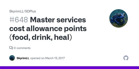 Master Services Cost Allowance Points Food Drink Heal · Issue 648