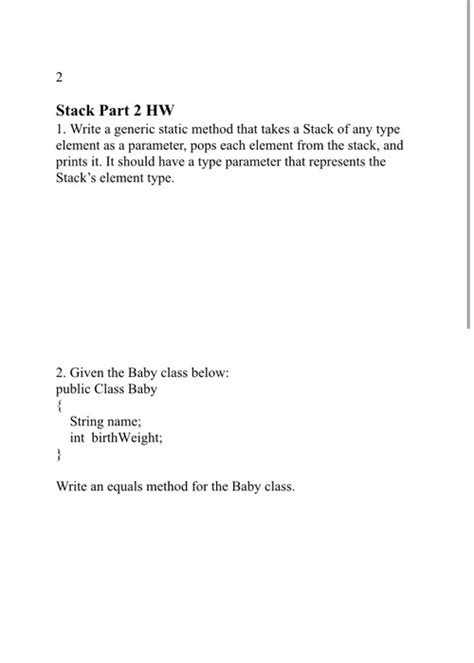 2 Stack Part 2 Hw 1 Write A Generic Static Method