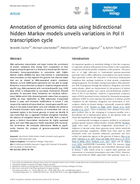 pdf bidirectional hmms enhance genomic annotation of pol ii cycle