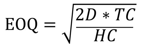 Economic Order Quantity Eoq Formula Excel Guide