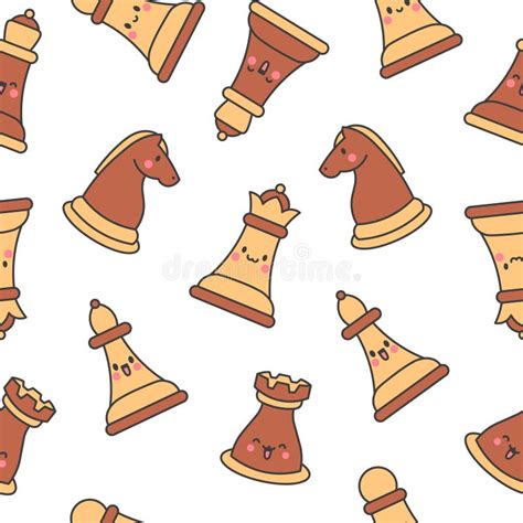 Cute Chess Pieces Seamless Pattern Stock Vector Illustration Of Kind Cute 327047162