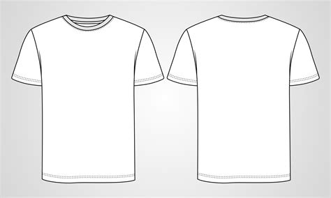 Short Sleeve Basic T Shirt Overall Technical Fashion Flat Sketch Vector