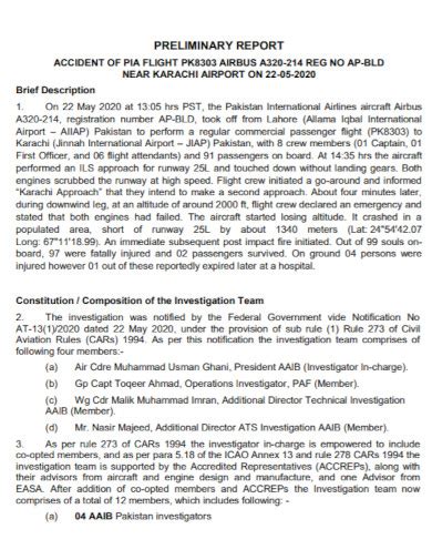Preliminary Investigation Report Initial Investigation Report