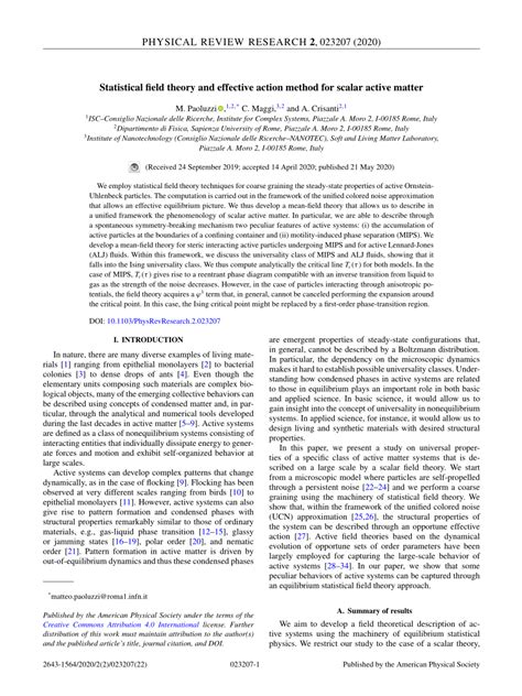 Pdf Statistical Field Theory And Effective Action Method For Scalar