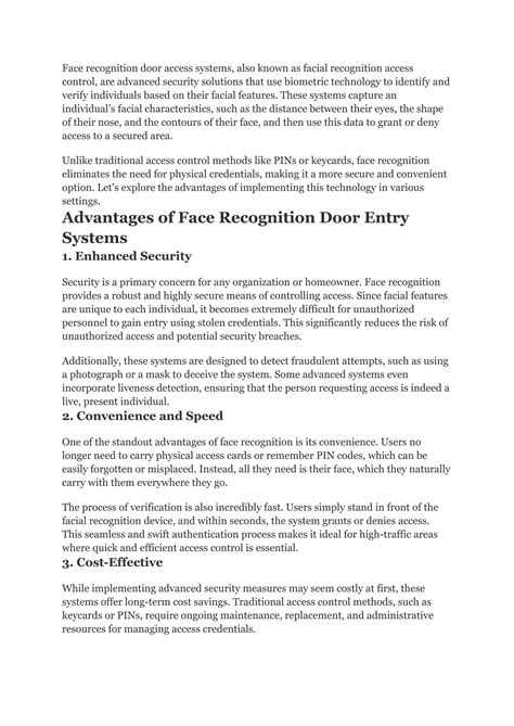 No Keys No Codes Simplifying Access With Face Recognition Door Entry