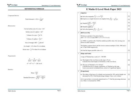 Sec 4 E Math Paper Best O Level Math Notes Paradigm