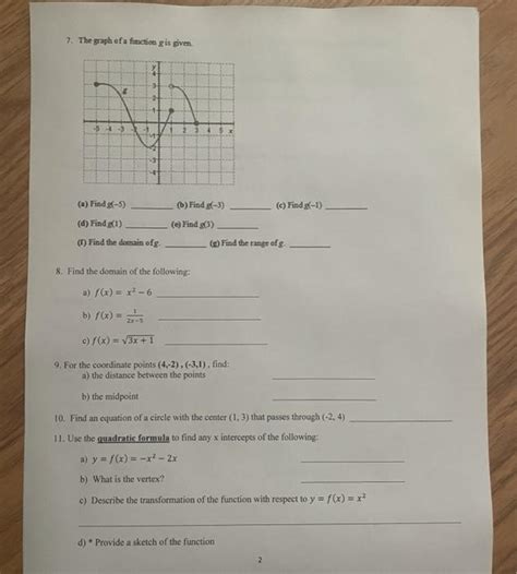 solved 7 the graph of a function gis given a find g 5