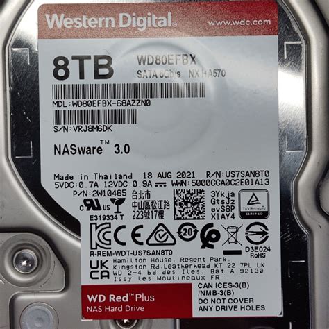 8TB WD Red Plus WD80EFBX 3.5" NAS HDD | SATA 6Gb/s | 7200RPM | CMR ...