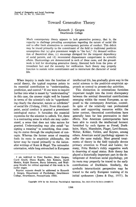 Pdf Toward Generative Theory