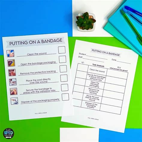 How To Put On Bandage Classroom Visual Task Analysis Template Special