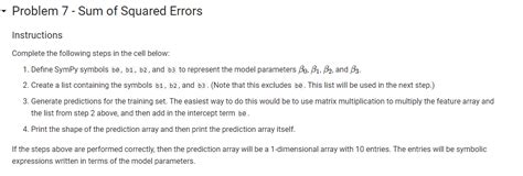 Solved Problem 7 Sum Of Squared Errors Instructions