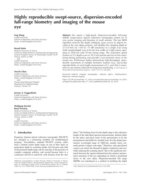 Pdf Highly Reproducible Swept Source Dispersion Encoded Full Range