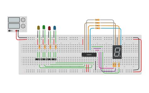 circuit design 7 segment binary coded decimal tinkercad