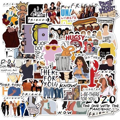 49 Pack Friends Vinyl Waterproof Stickers Set Of 49 Stickers