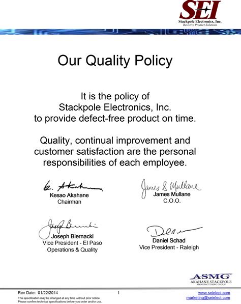 Sei Quality Certificates