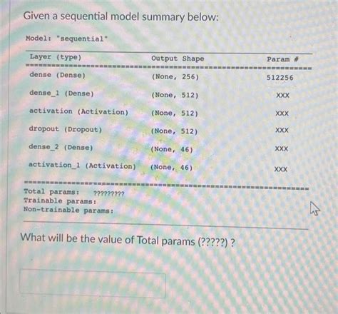 solved given a sequential model summary below model