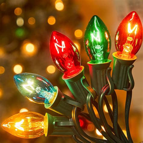 C7 Multicolor Christmas String Light Set 25ft Vintage Christmas Tree