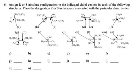 solved 6 assign r or s absolute configuration to the