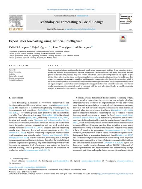 Pdf Export Sales Forecasting Using Genetic Programming