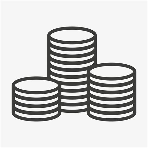 Stack Of Coins Icon Isolated On White Background Money Outline Vector