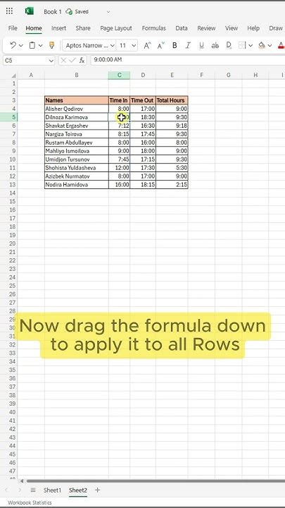 Calculating Worked Hours In Excel Excelsolutions Exceltips Exceltricks Youtube