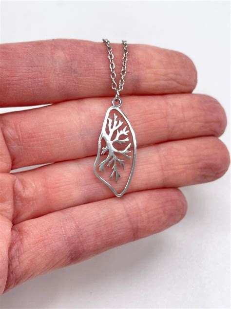 Silver Lung Necklace Cancer Survivor Pulmonary Fibrosis Cystic Fibrosis