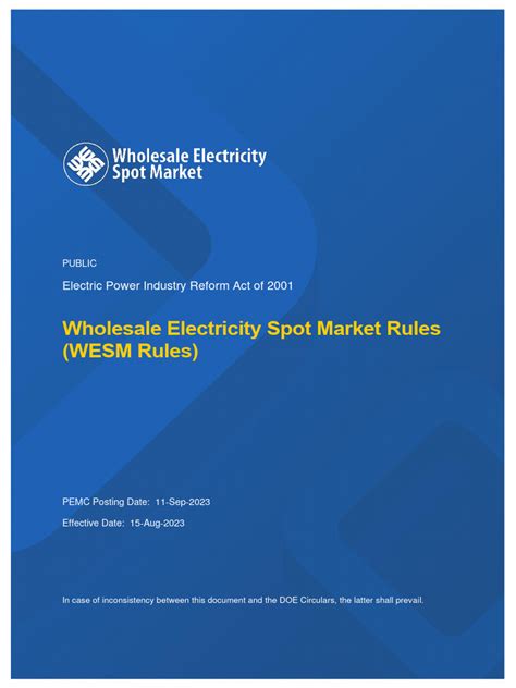 Wesm Rules As Of 15 August 2023 Doe Dc2023 07 0023 Penalty Framework For T And C Final Pdf Wesm Rules As Of 15 August 2023 Doe Dc2023 07 0023 Penalty Framework For T And C Final Pdf
