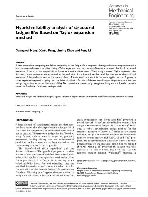 Pdf Hybrid Reliability Analysis Of Structural Fatigue Life Based On