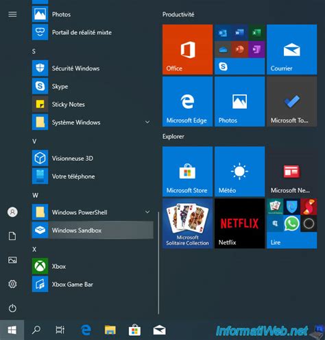 Installer le bac à sable de Windows ou Windows Sandbox Windows Tutoriels InformatiWeb