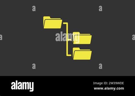Yellow Folder Tree Icon Isolated On Grey Background Computer Network File Folder Organization