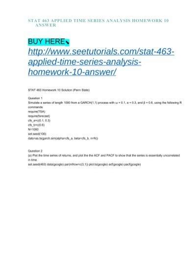 Stat 463 Applied Time Series Analysis Homework 10 Answer
