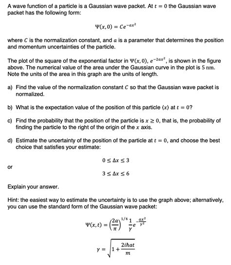 Solved A Wave Function Of A Particle Is A Gaussian Wave