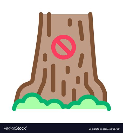 Forbidden Logging Tree Icon Outline Royalty Free Vector