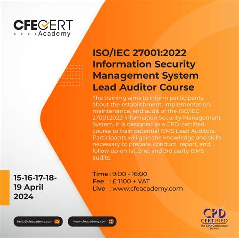 Iso27001 Informationsecurity Isms Leadauditor Cfe Academy