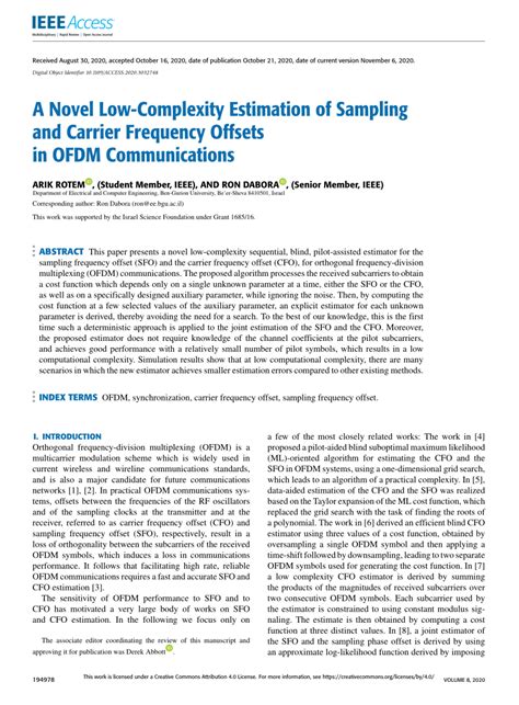 Pdf A Novel Low Complexity Estimation Of Sampling And Carrier Frequency Offsets In Ofdm