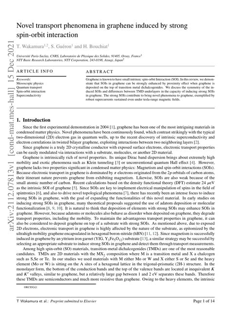Pdf Novel Transport Phenomena In Graphene Induced By Strong Spin