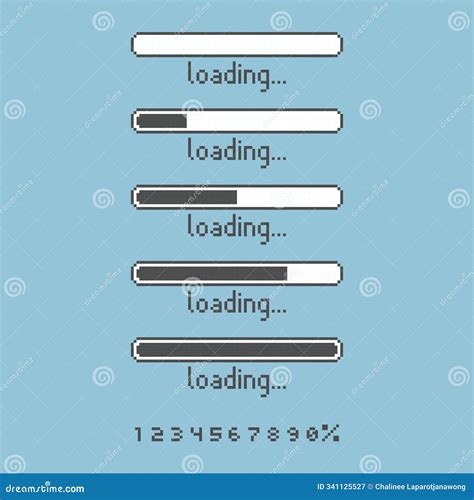 Collection Set Of Retro Game 8bit Pixel Art Loading Process Progress Counter Bar Computer