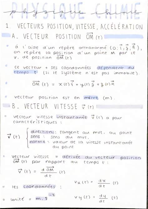 Découvre Les Formules Du Vecteur Position Et Accélération En Physique