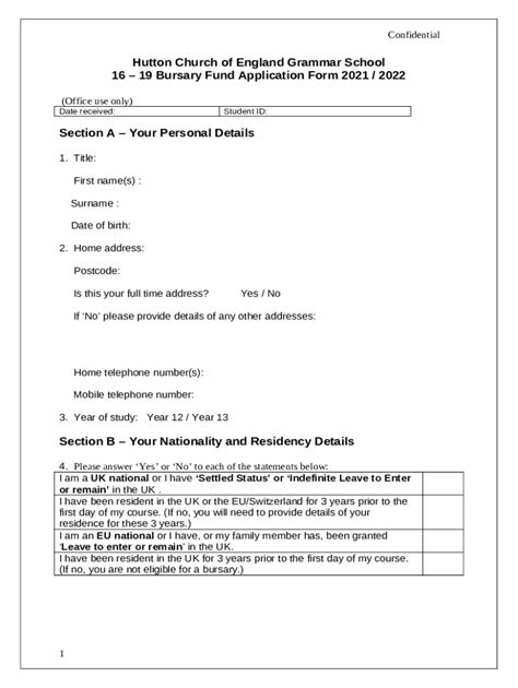 16 19 Bursary Fund Scheme Application Doc Template Pdffiller