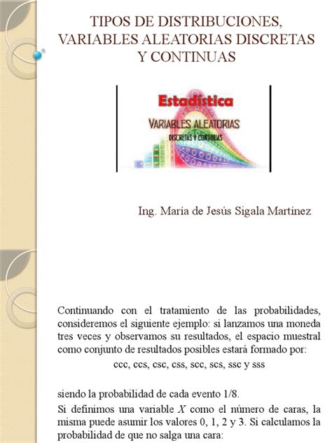Tipos De Distribuciones Variables Aleatorias Discretas Y Continuas Pdf
