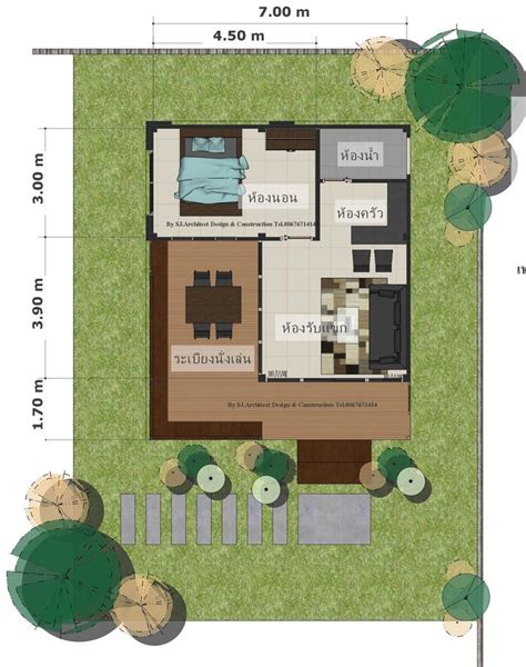 แบบบ้าน Style รีสอร์ท 1 ห้องนอน 1 ห้องน้ำ